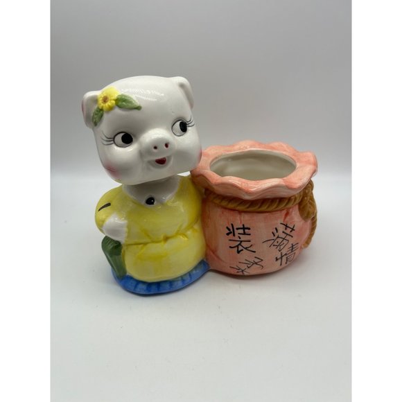 Accents | Vintage Pig Ceramic Bobble Head Planter Japan Anthropomorphic ...